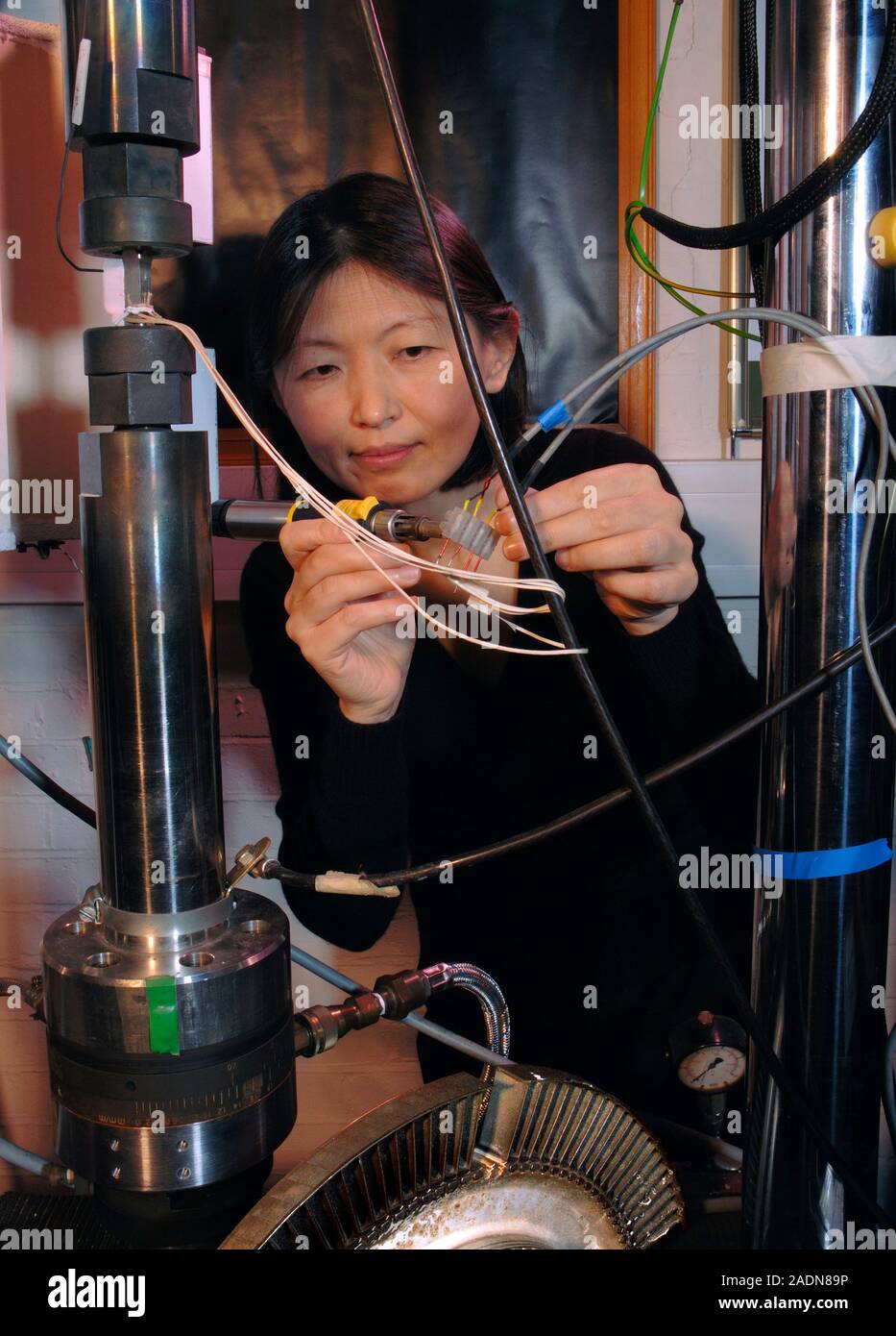 Stress testing. Researcher carrying out stress tests on aircraft ...