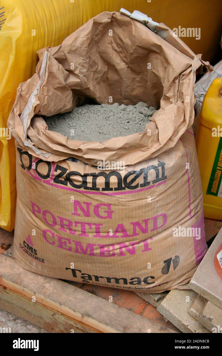 Cement mixture. Bag of Portland cement Stock Photo - Alamy