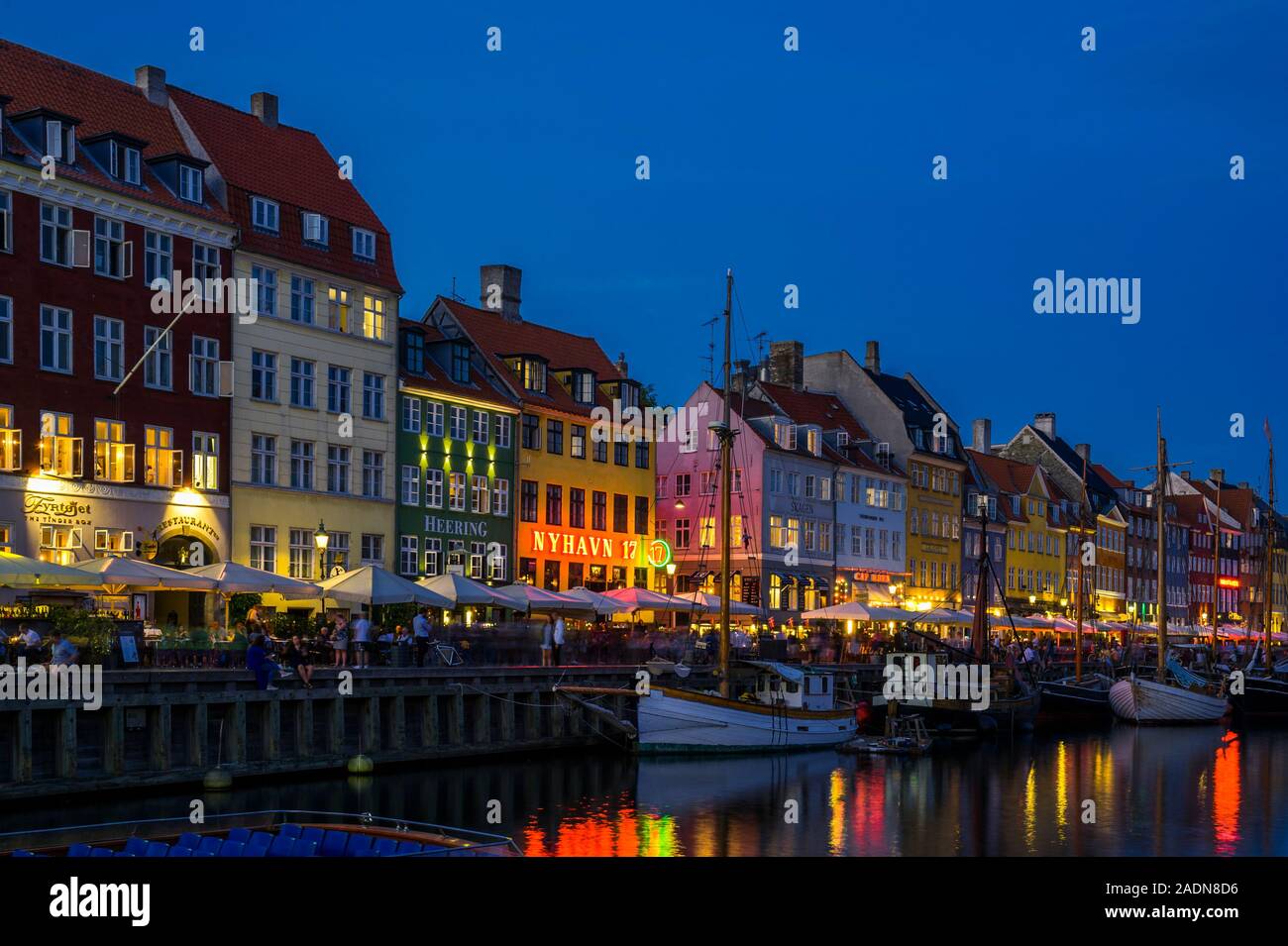 Waterfront by night in Copenhagen, Denmark Stock Photo - Alamy