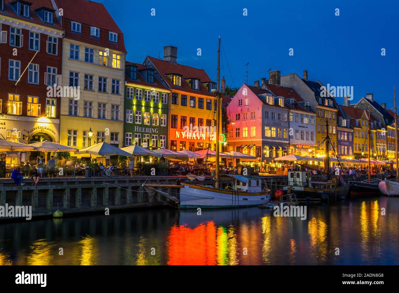 Waterfront by night in Copenhagen, Denmark Stock Photo - Alamy