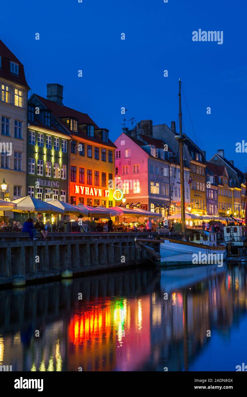 Waterfront by night in Copenhagen, Denmark Stock Photo - Alamy