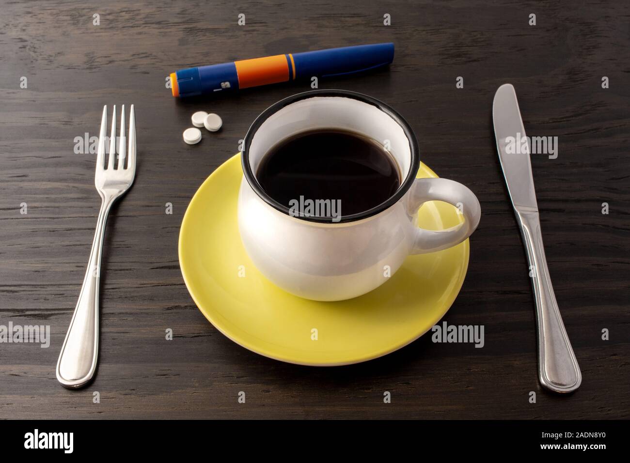 meal setting, fasting with coffee, diabetic medication and insulin ...