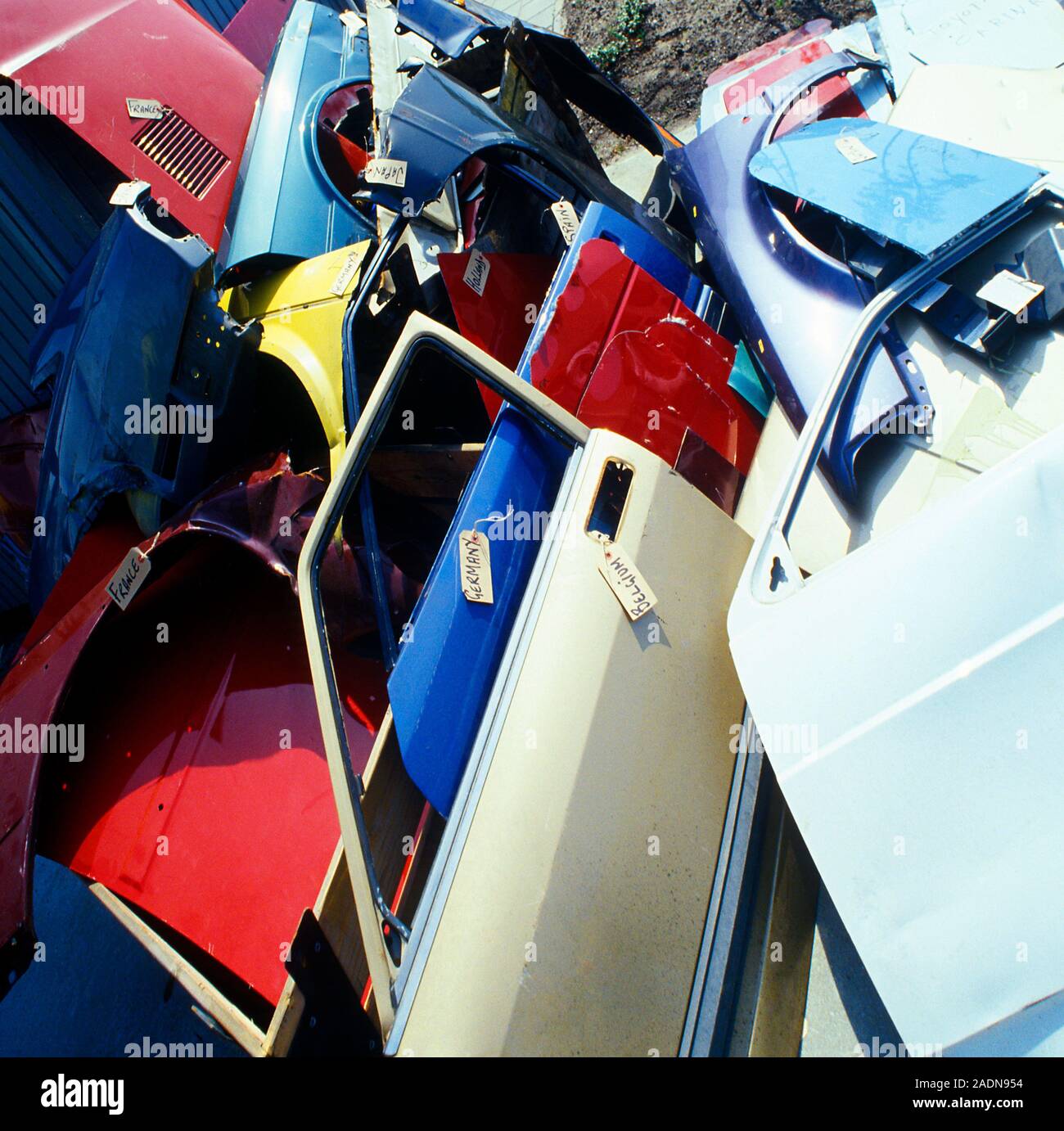 Car parts ready for recycling Stock Photo - Alamy