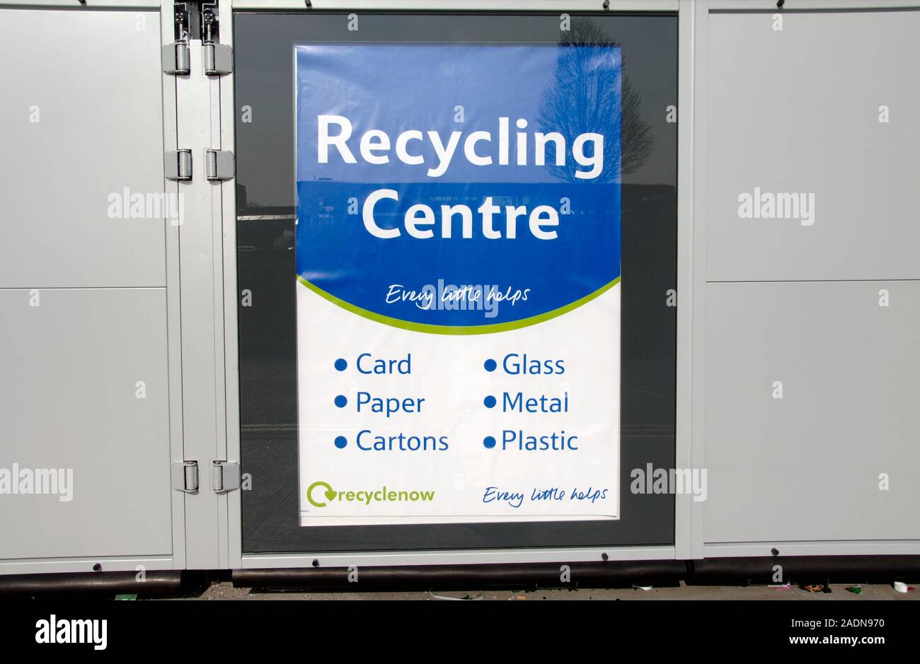 Tomra Recycling Centre poster outside a Tesco store, in Perivale, West ...