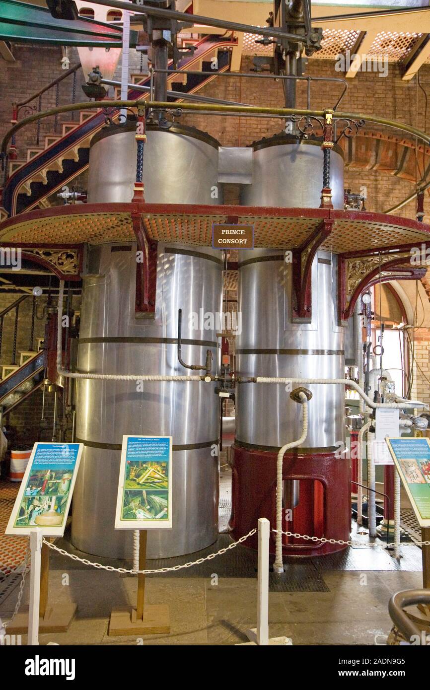 Machinery at a sewage works part of the Crossness Pumping Station ...