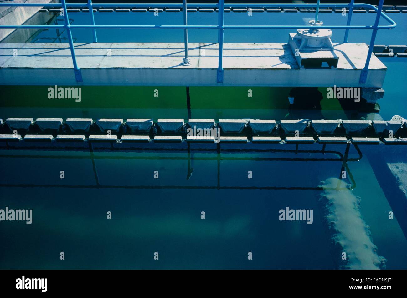 Water treatment. View of a sedimentation tank at a water treatment ...
