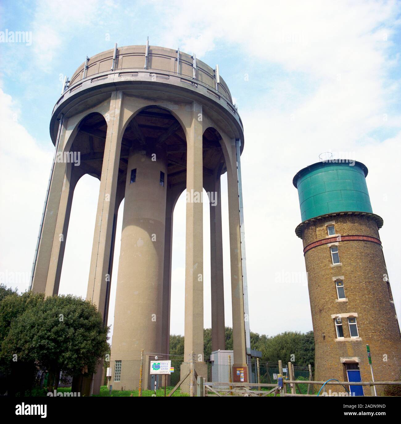 Water towers. The towers are tall to maintain water pressure ...