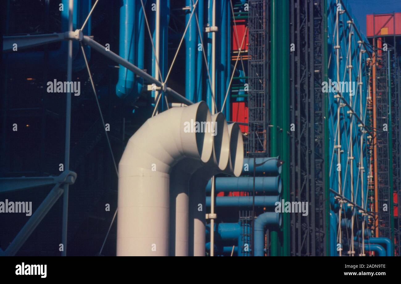 Air conditioning pipework on the exterior of the Pompidou Centre ...