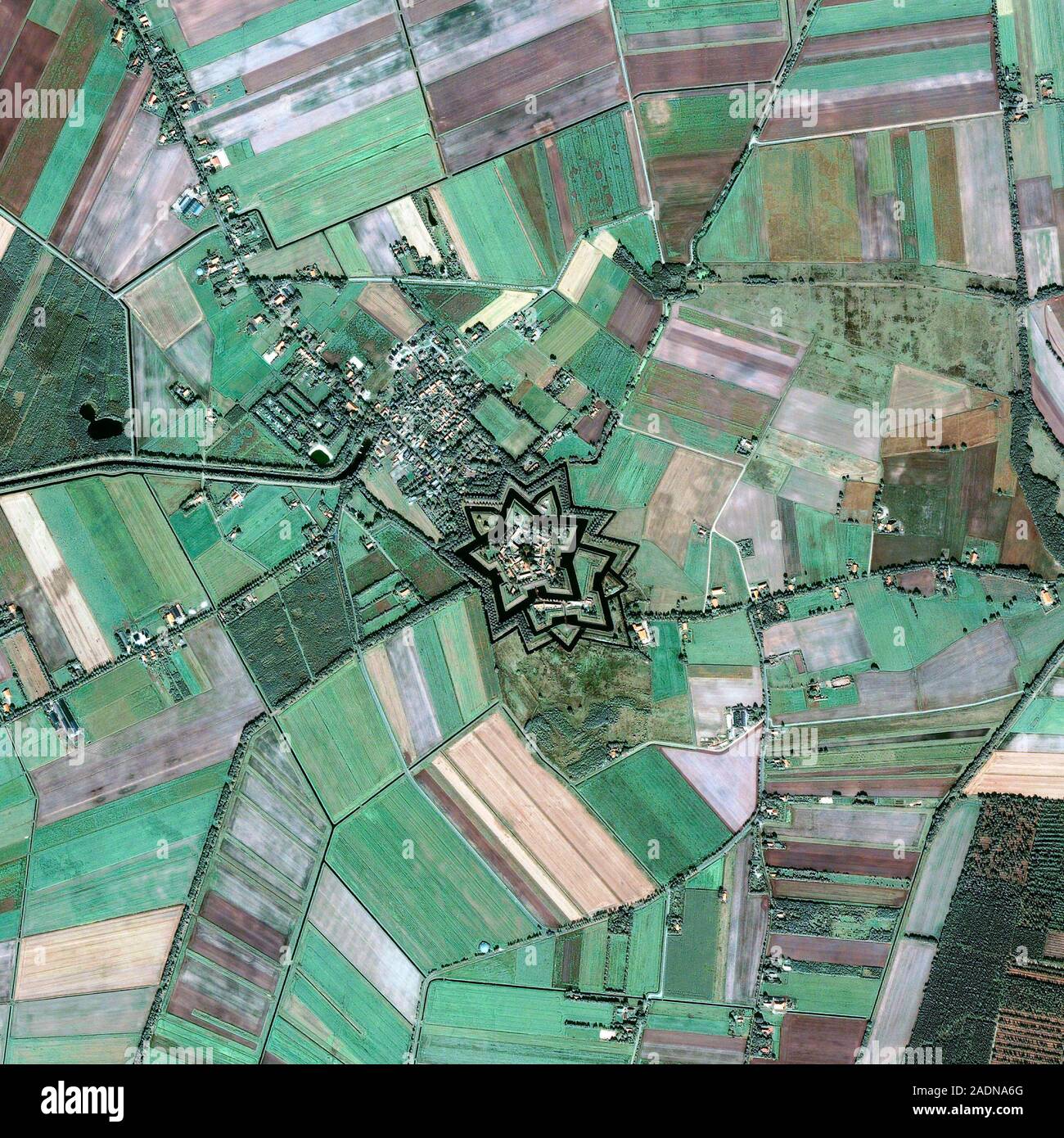 Bourtange. Satellite image of the star-shaped 17th century ...