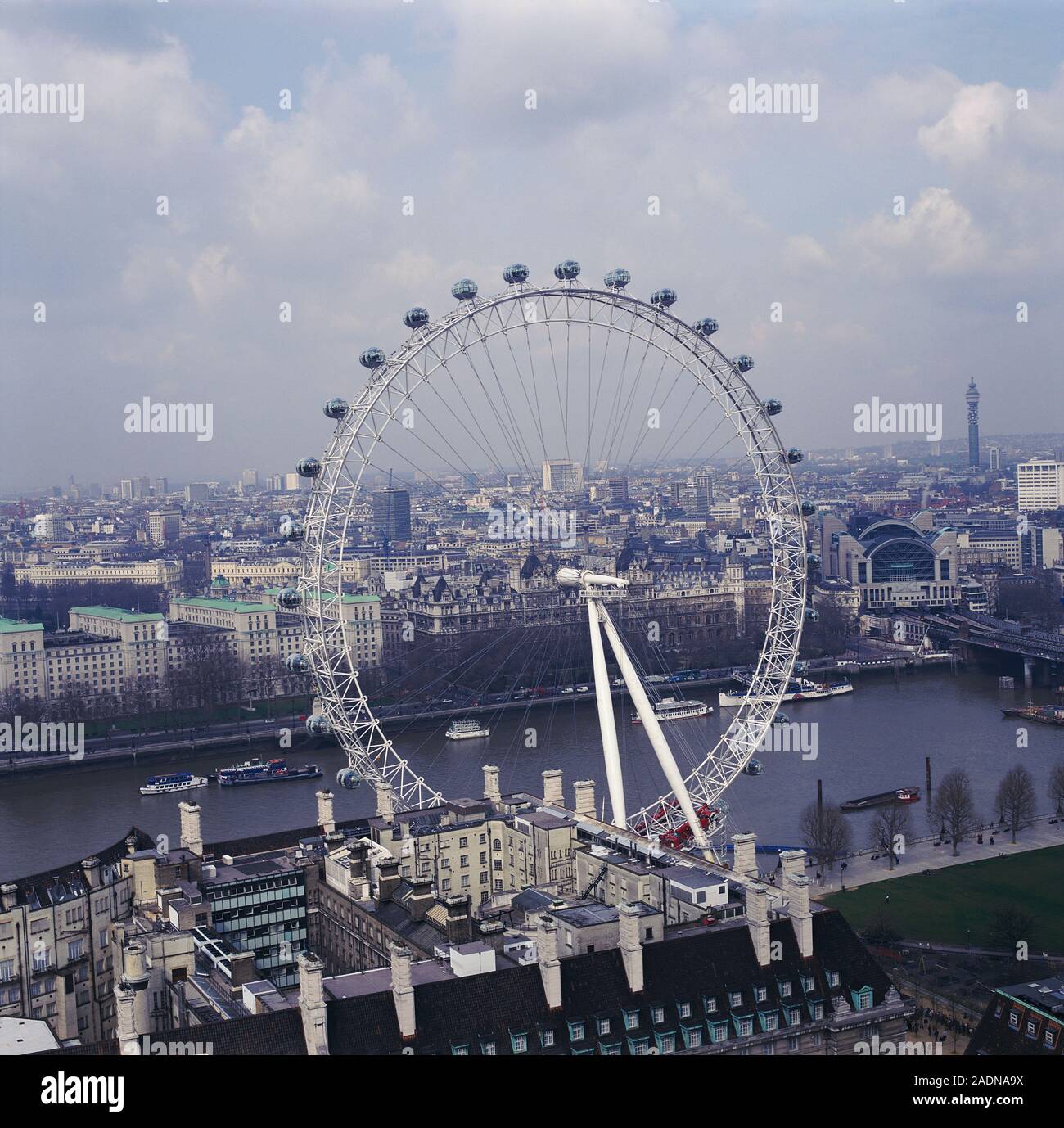 London Eye. Aerial photograph of London Eye, which was the tallest ...