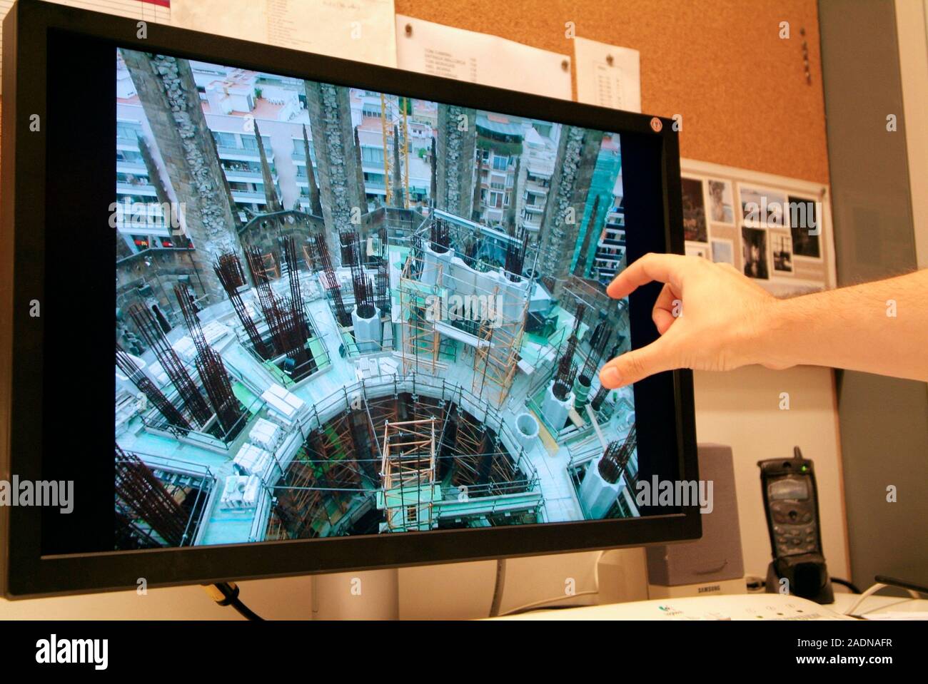 La Sagrada Familia construction. Screenshot of the construction site ...