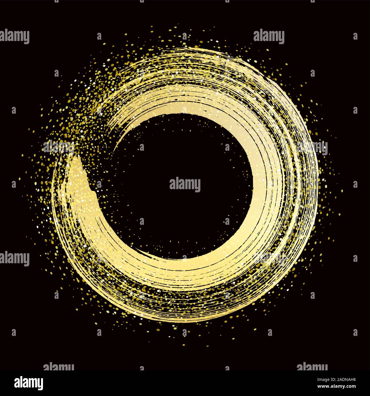 Gold round frame on black hi-res stock photography and images - Alamy