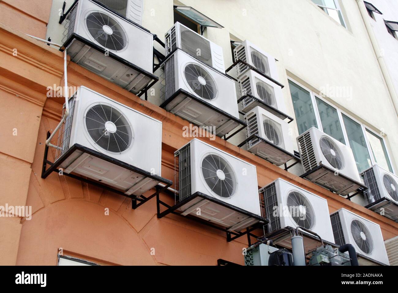 Air conditioning units mounted on the outside of a building Stock Photo ...