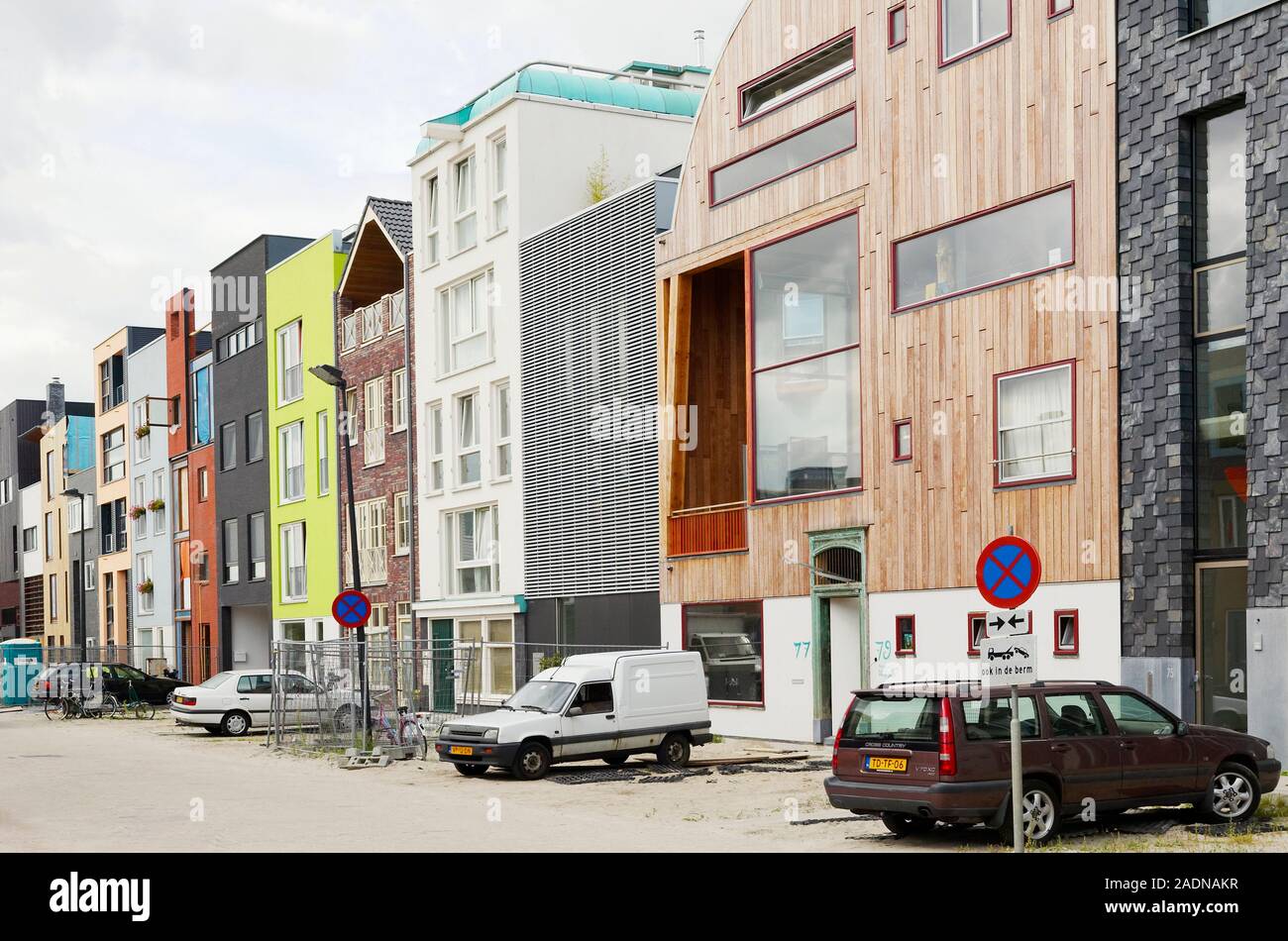 Eco-housing on reclaimed land from the sea. Photographed near Amsterdam ...