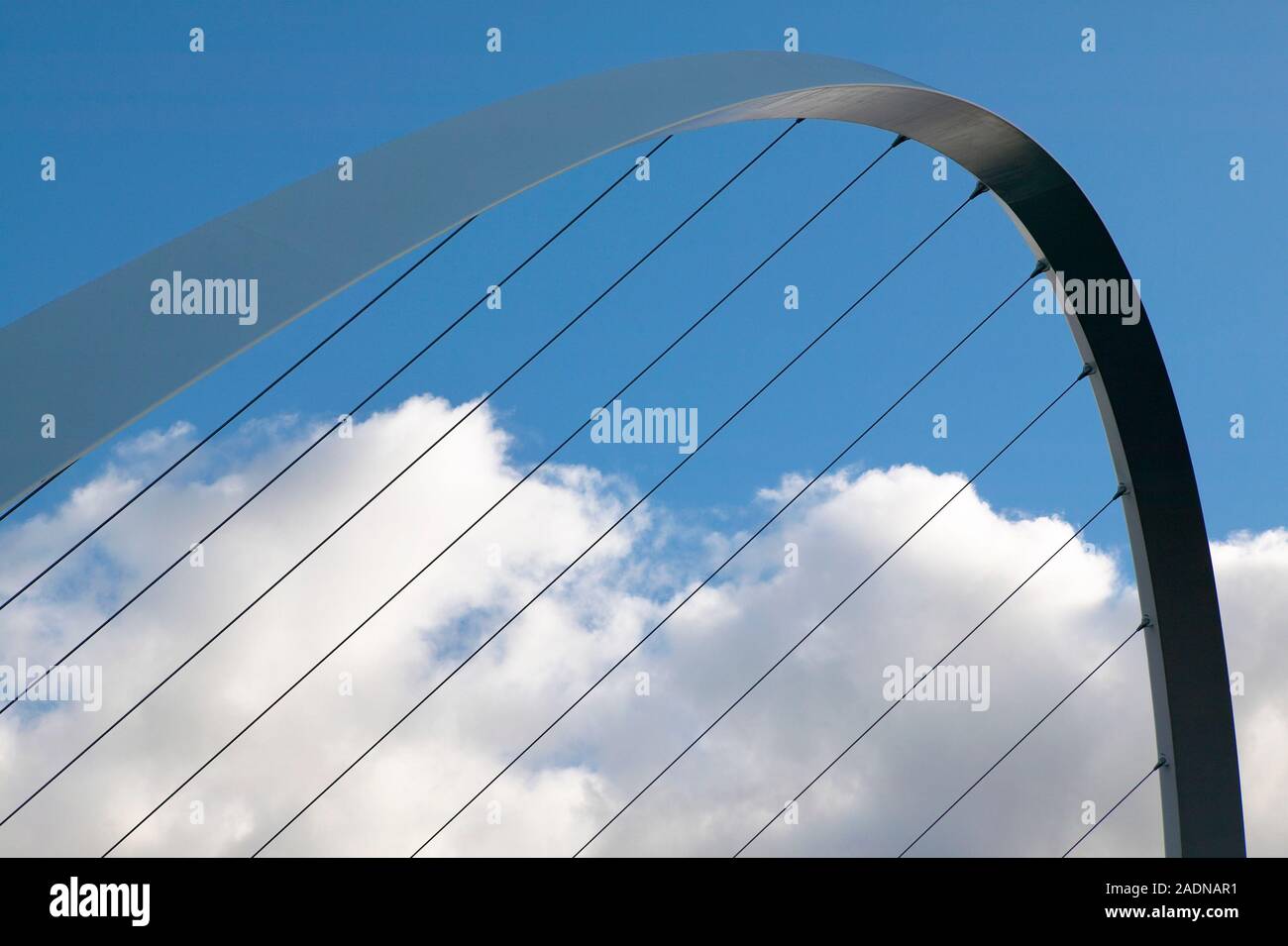 Gateshead Millenium Bridge cable-stays and arch. The cable-stays link ...