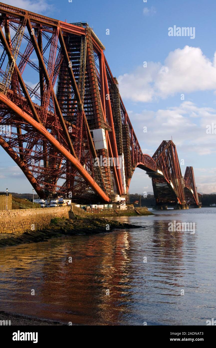 Forth Rail Bridge maintenance. Scaffolding surrounding the struts of ...