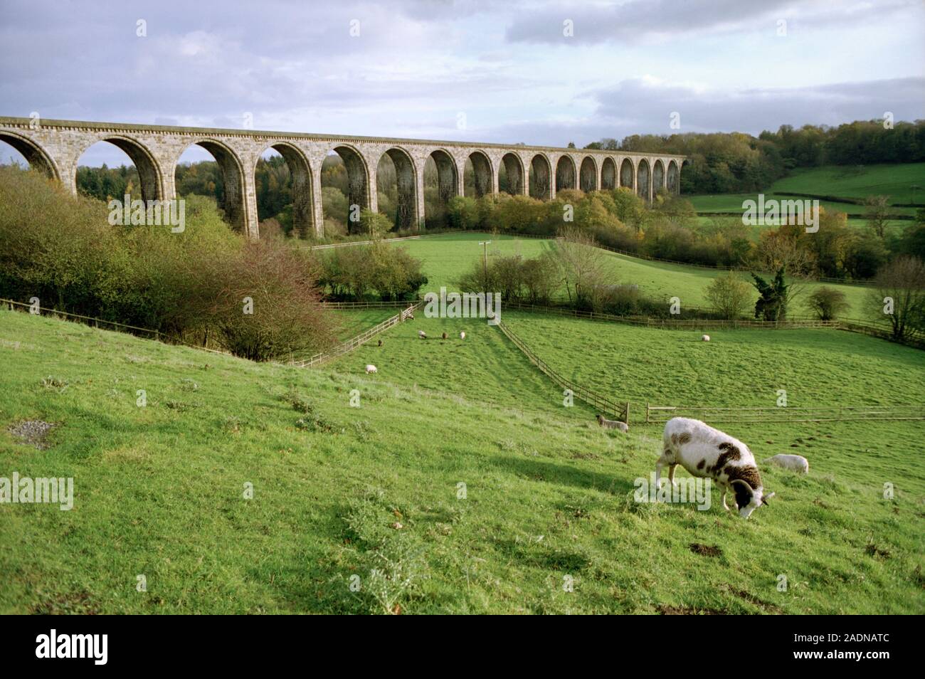 Chirk railway viaduct. This viaduct conveys a railway line across the ...