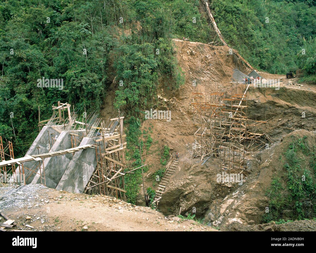 Bridge construction. A reinforced concrete road bridge under ...