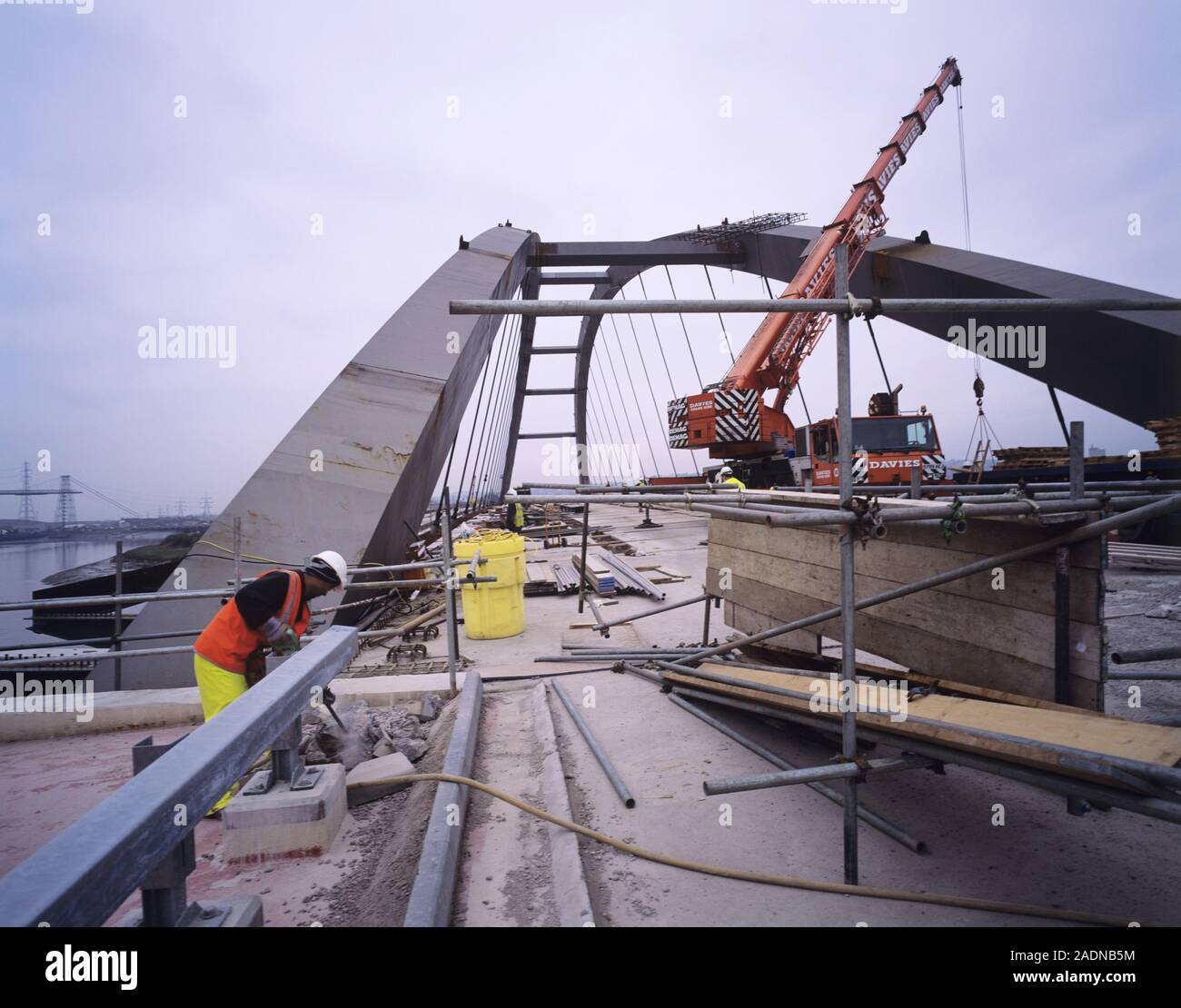 Bridge construction. This is the construction of the Usk River Bridge ...