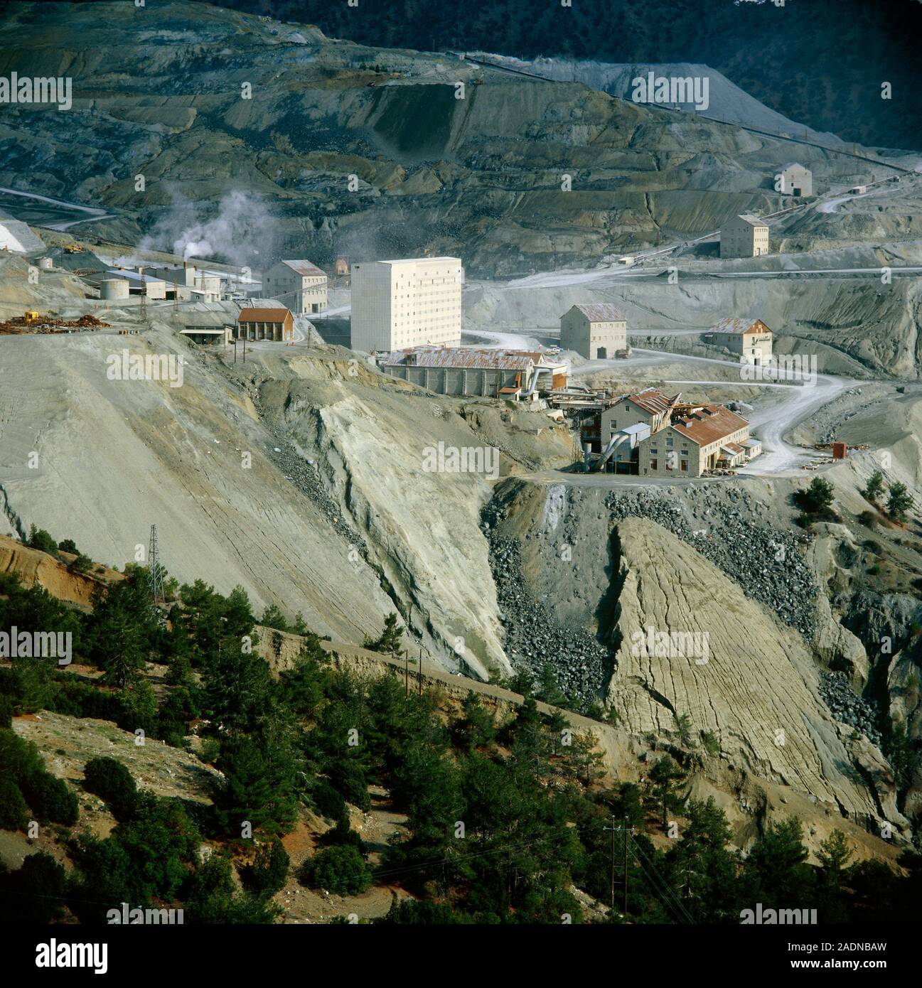Asbestos mine in Aminandos, Cyprus. Asbestos is a fibrous mineral ...