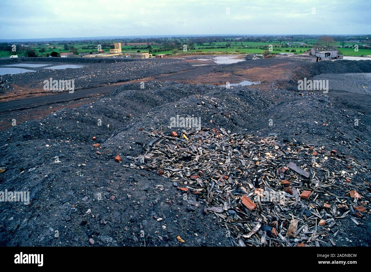Rock waste (spoil heap) from a former mine. Photographed near Wrexham ...