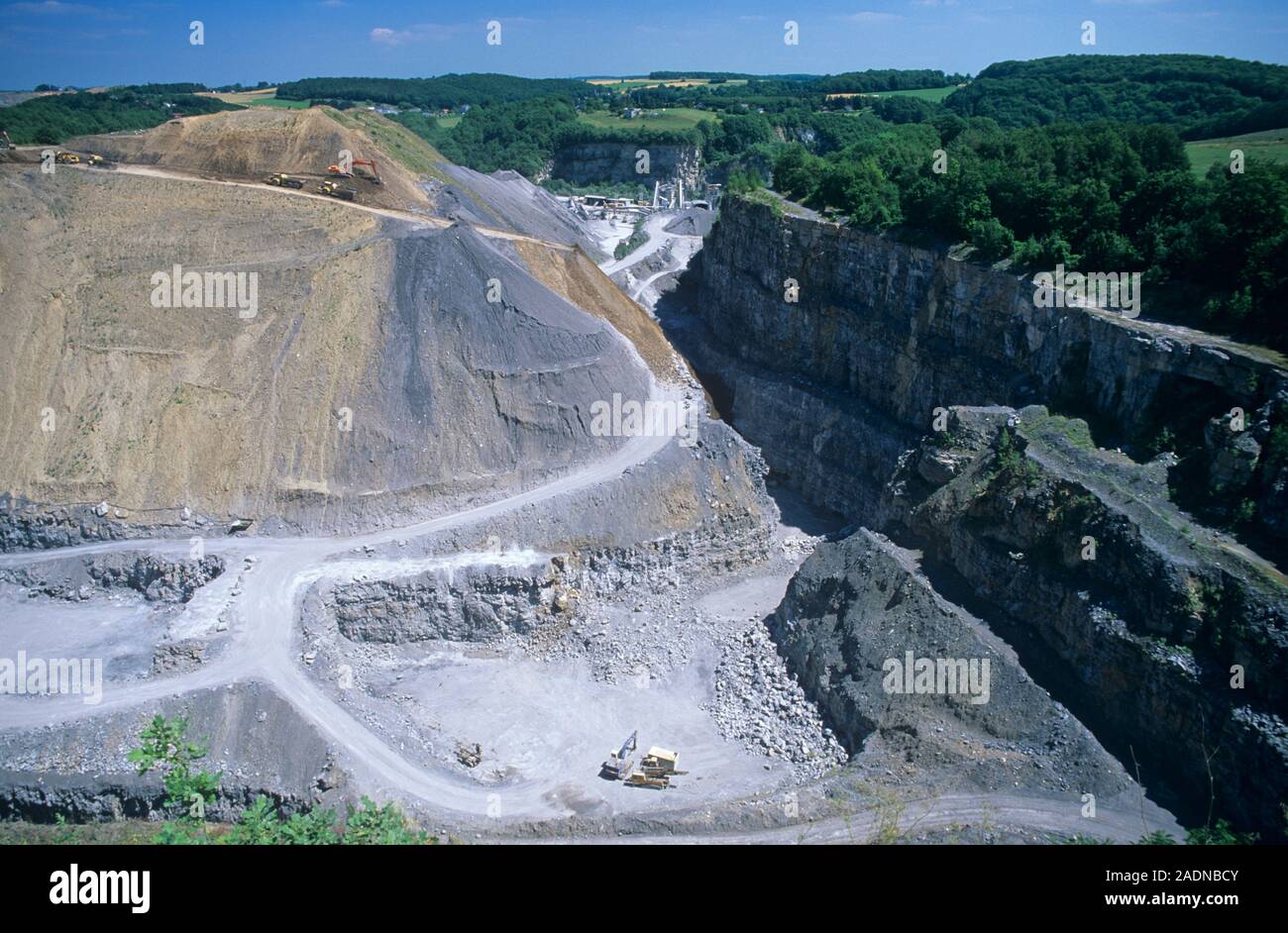 Limestone quarry. Limestone (calcium carbonate) is used as a building ...