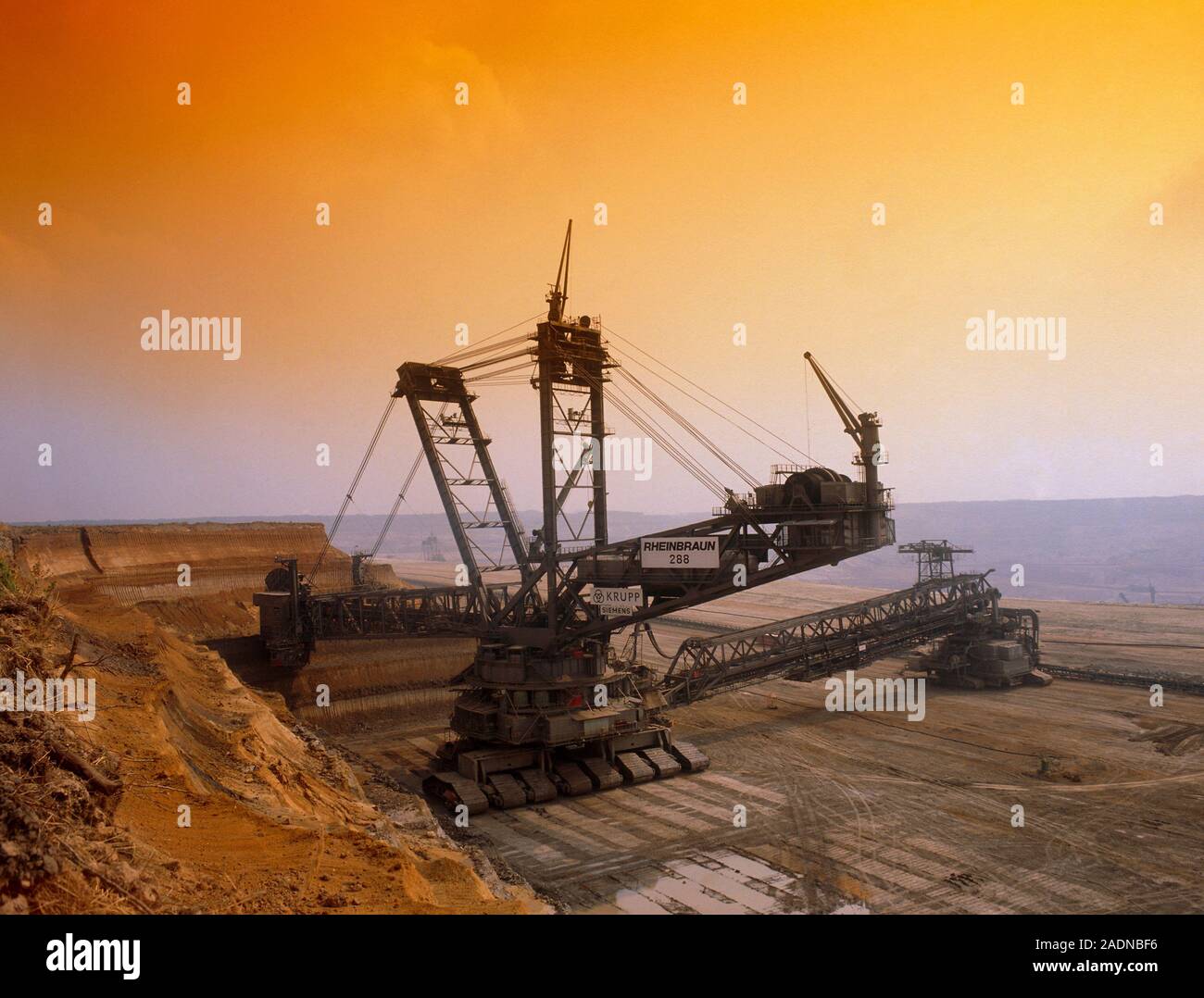 Filtered photograph of a massive bucket wheel excavator at an open cast ...