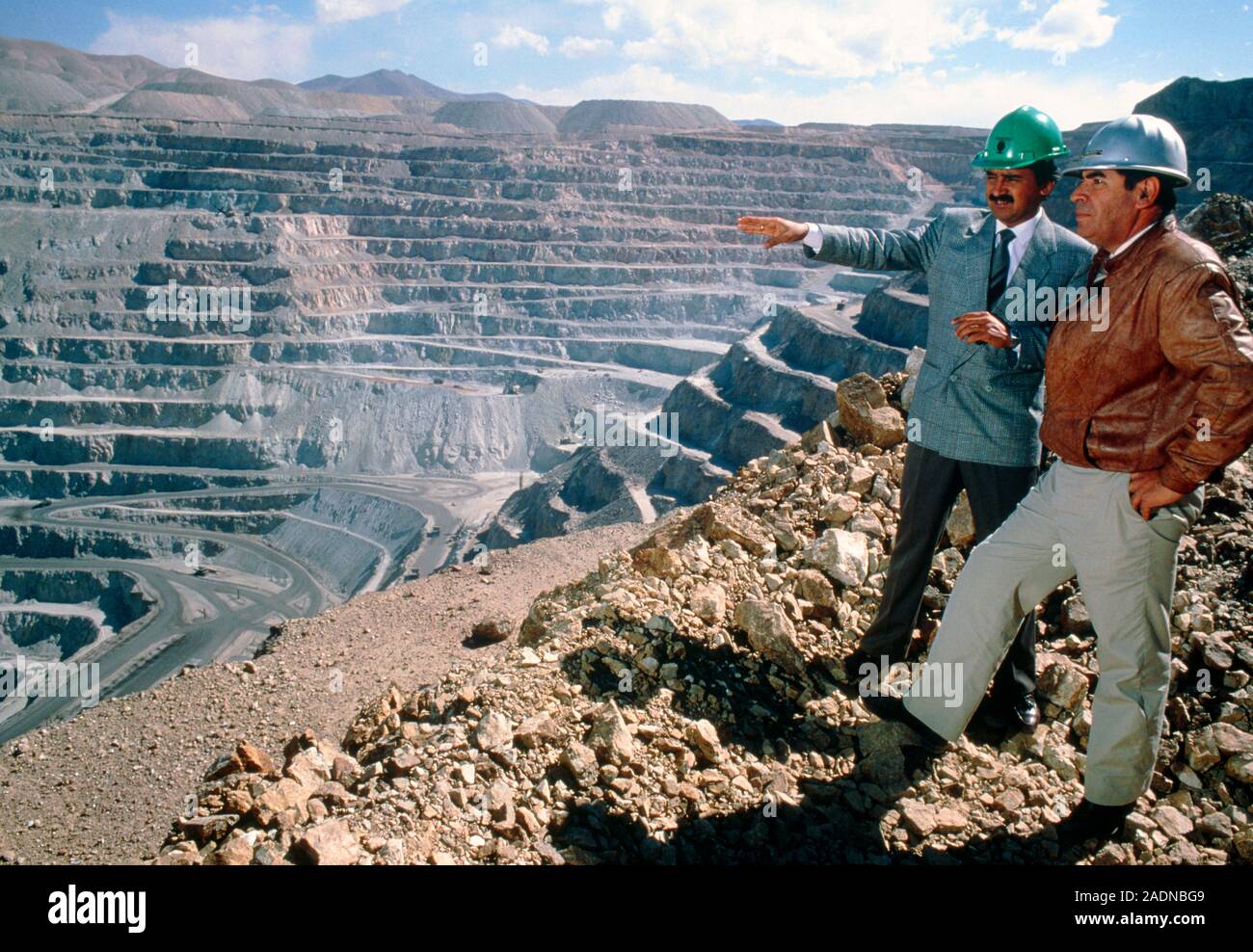 Copper mine. Engineers in an open cast mine for extracting copper ...