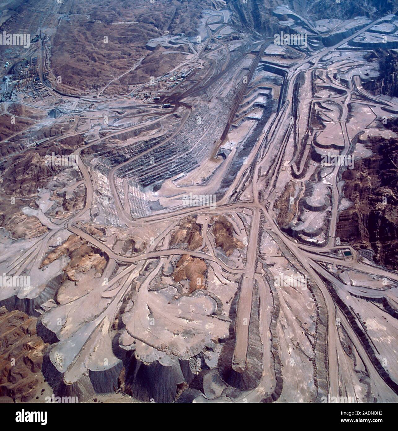 Uranium mine. Aerial view of the Rossing uranium mine, Namibia. This ...