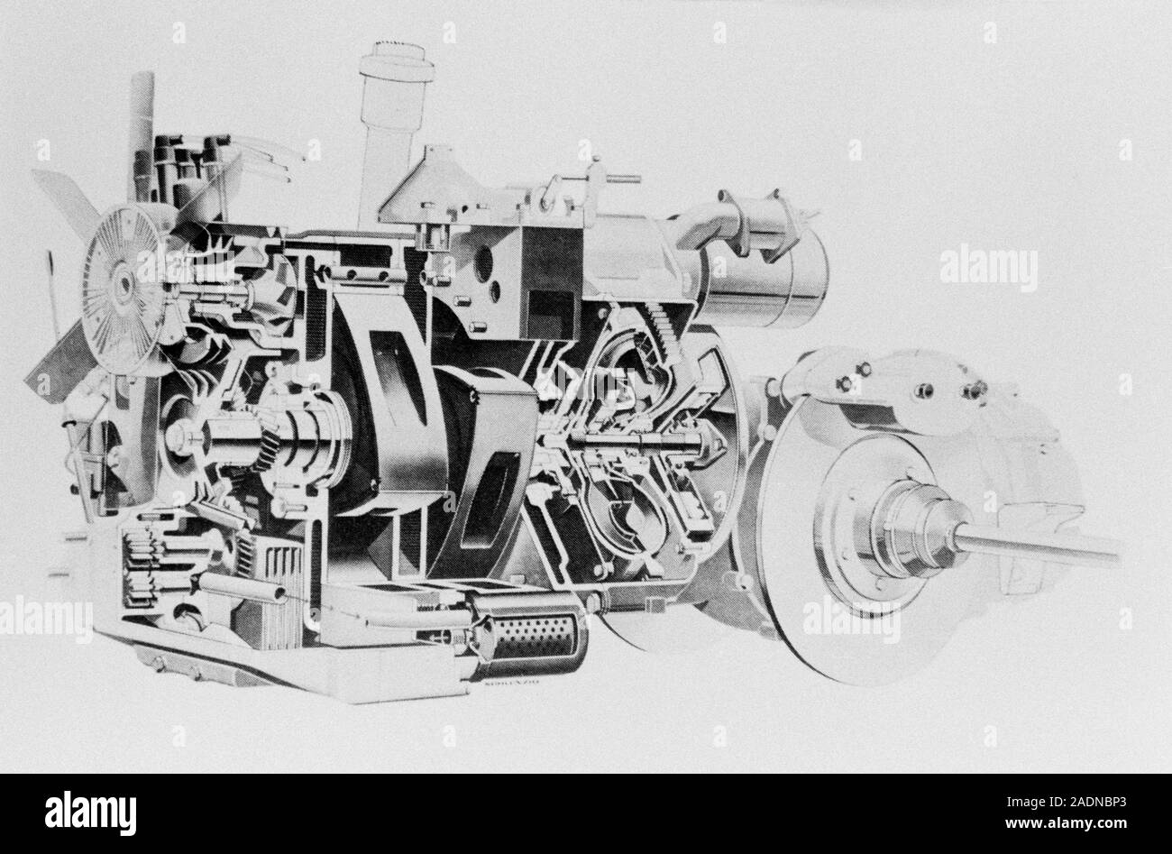 Wankel engine, cutaway artwork. Designed by Felix Wankel (1902-1988) in ...