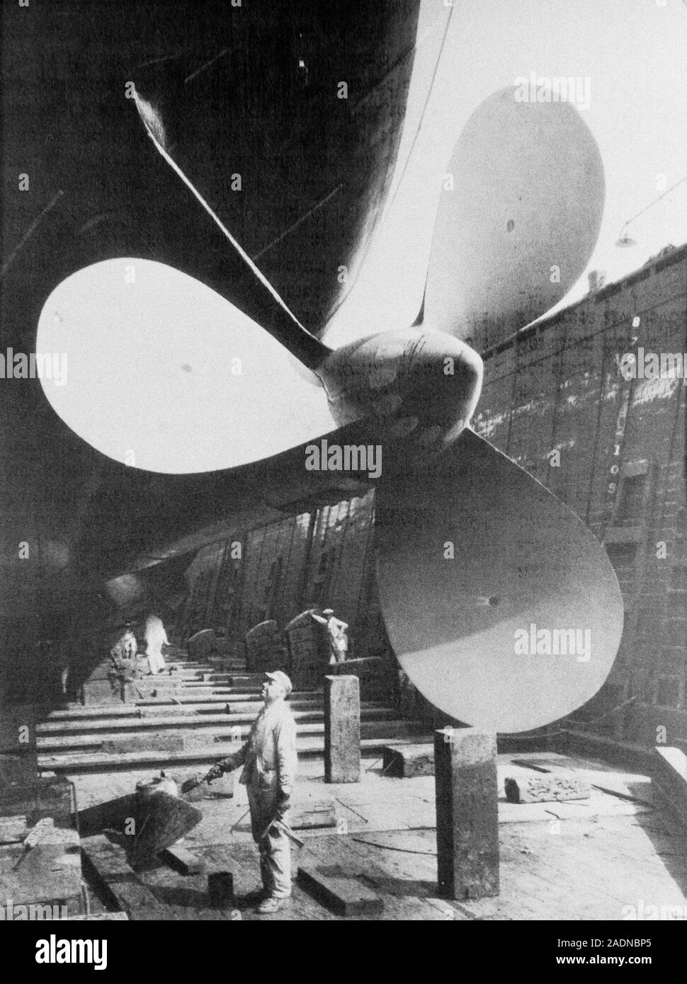 Screw propeller on the SS Titanic. The Titanic, which sank on her ...