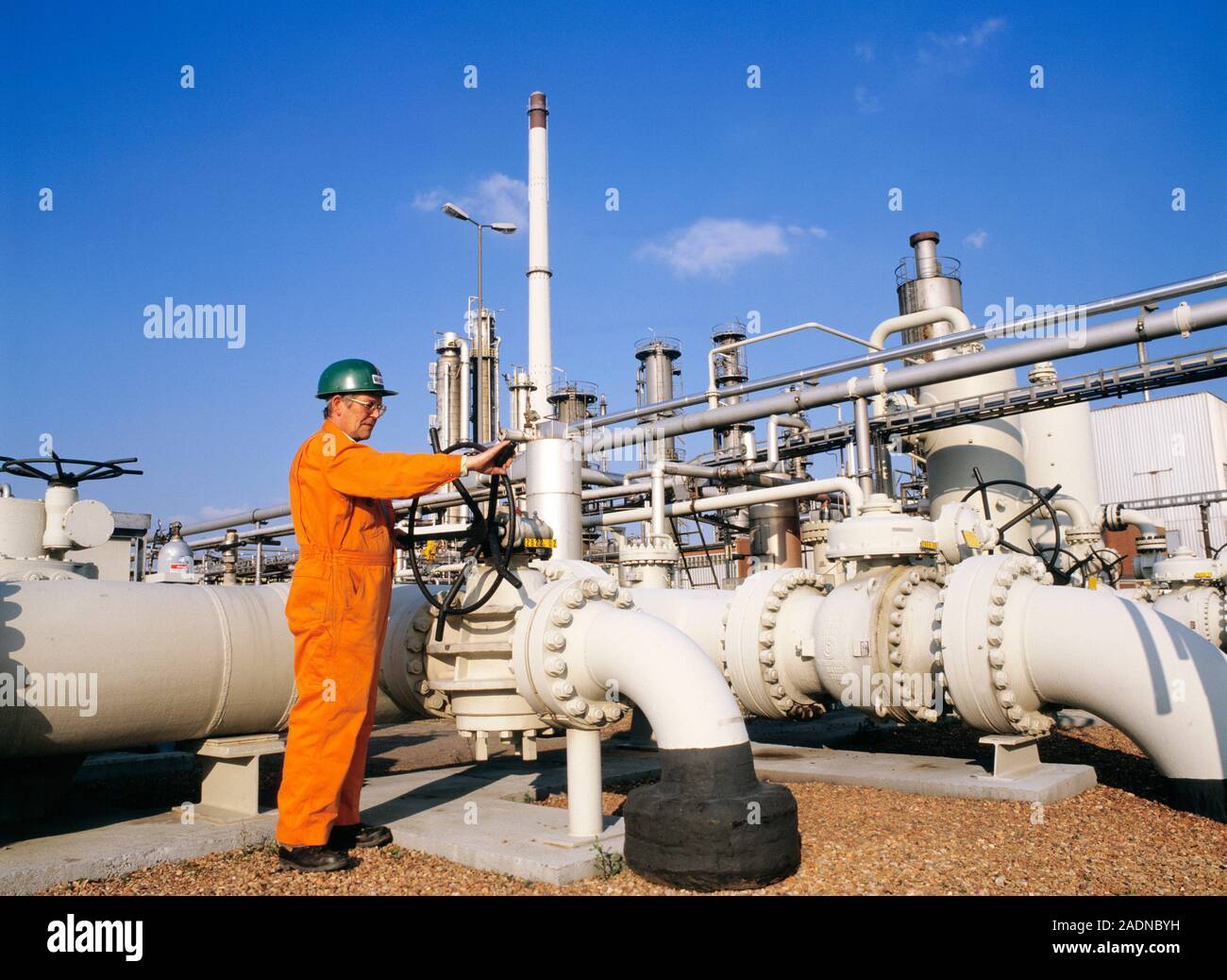 Chemical industry. Worker at a chemical industry production facility ...
