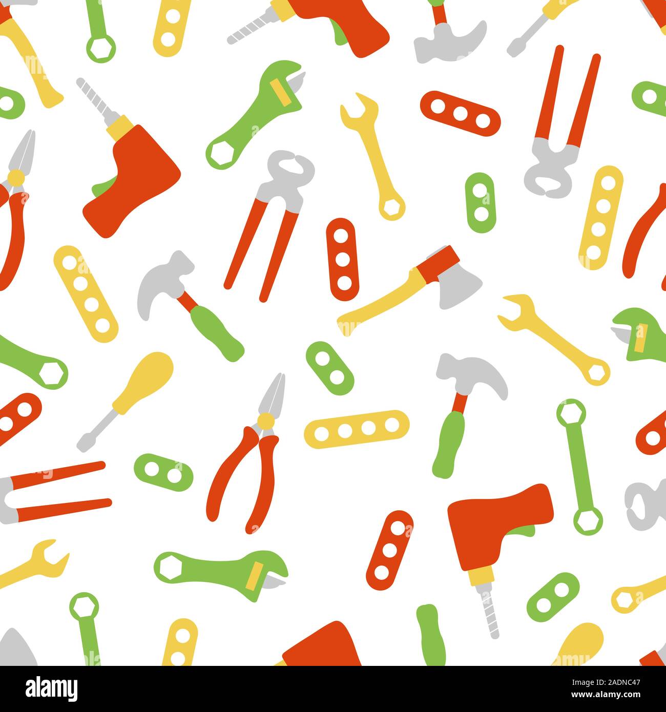 Vector seamless pattern with kid toys Toy tools Hammer, wrench ...