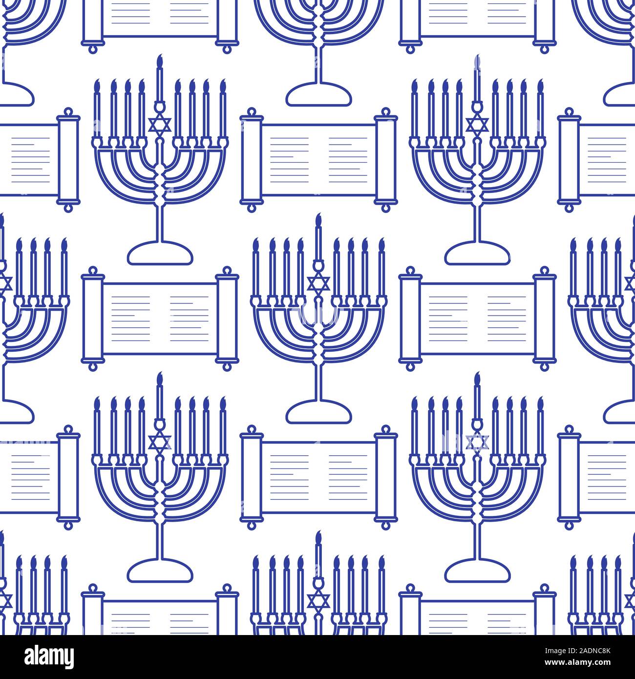 Happy Hanukkah. Jewish holiday Vector seamless pattern with traditional ...