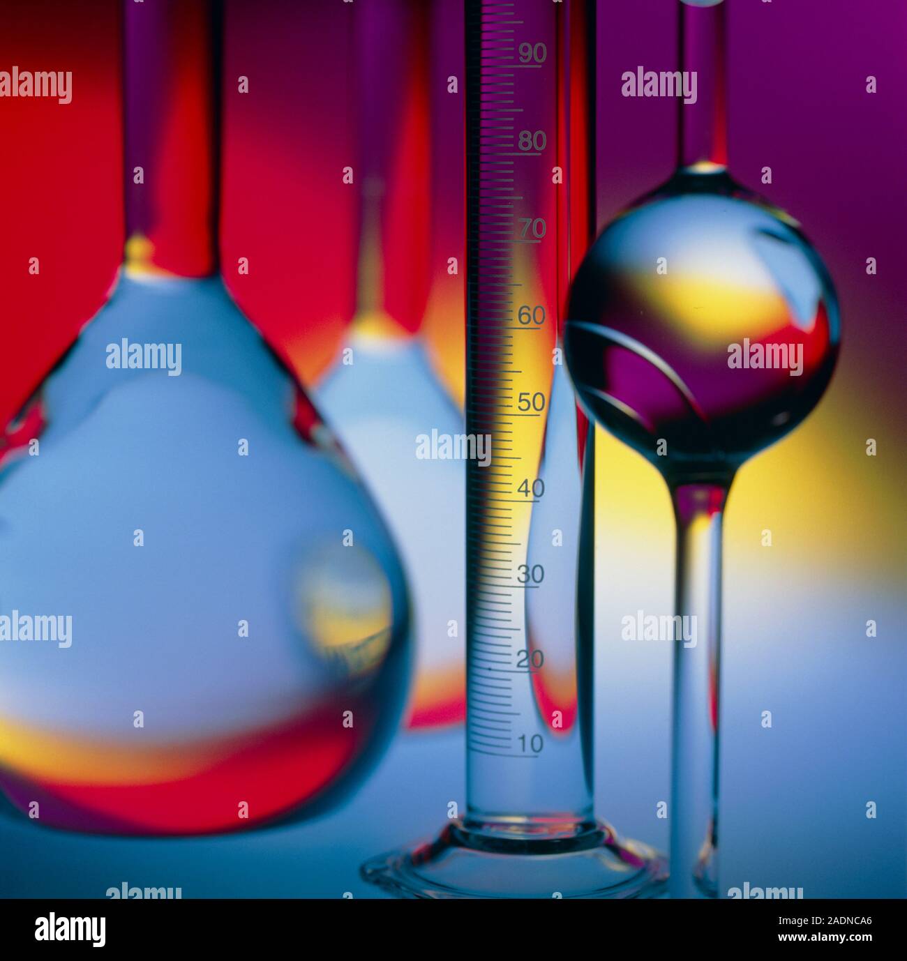 Glassware. Selection of glassware used in chemical research. The ...