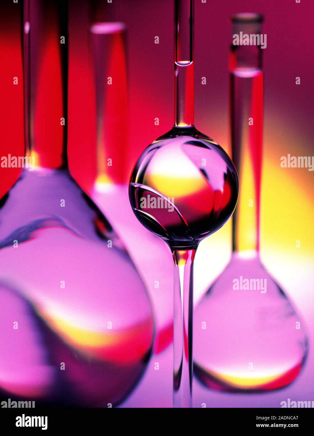 Glassware. Selection of glassware used in chemical research. The ...