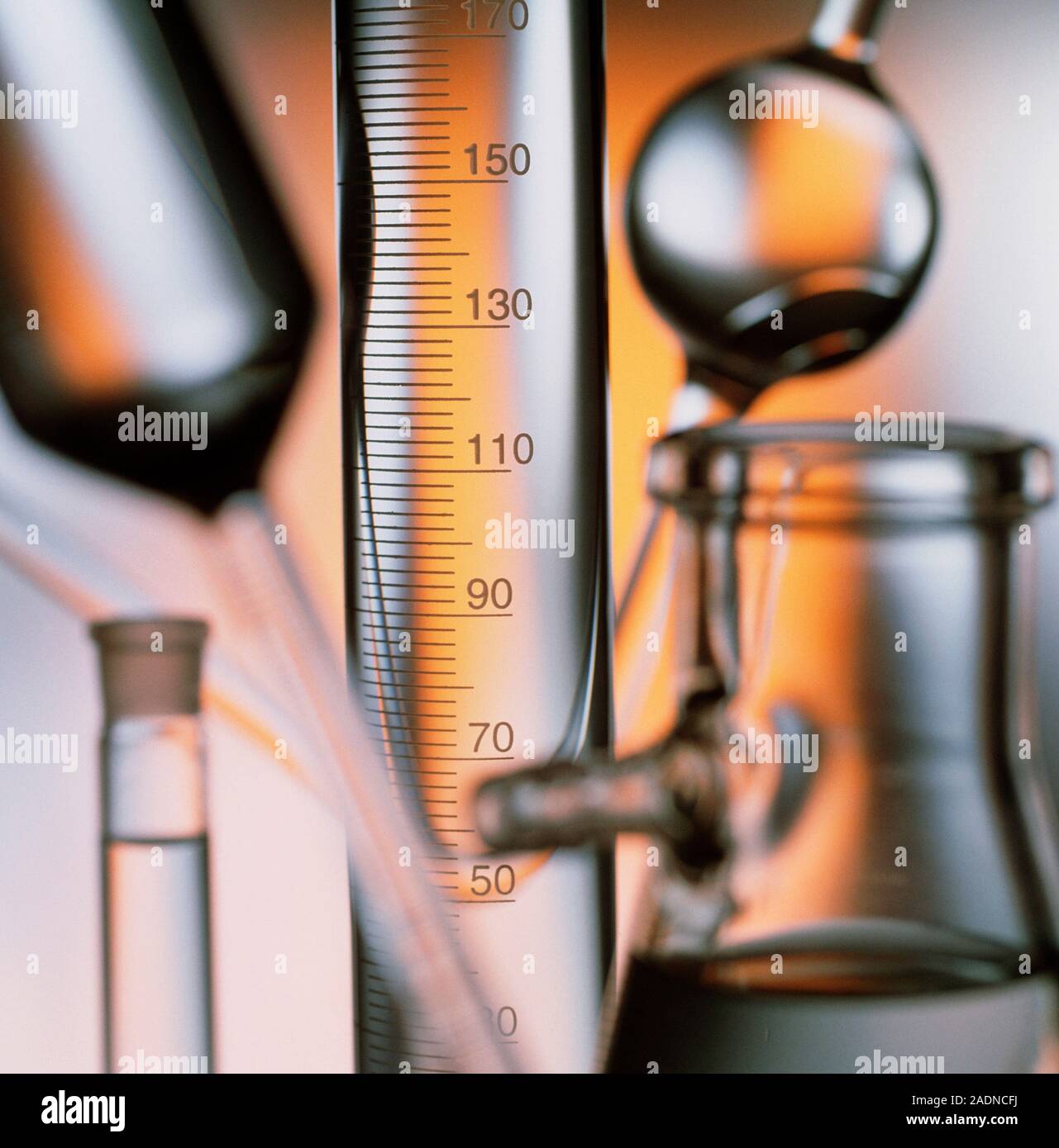 Laboratory glassware. View of an assortment of laboratory glassware. At ...