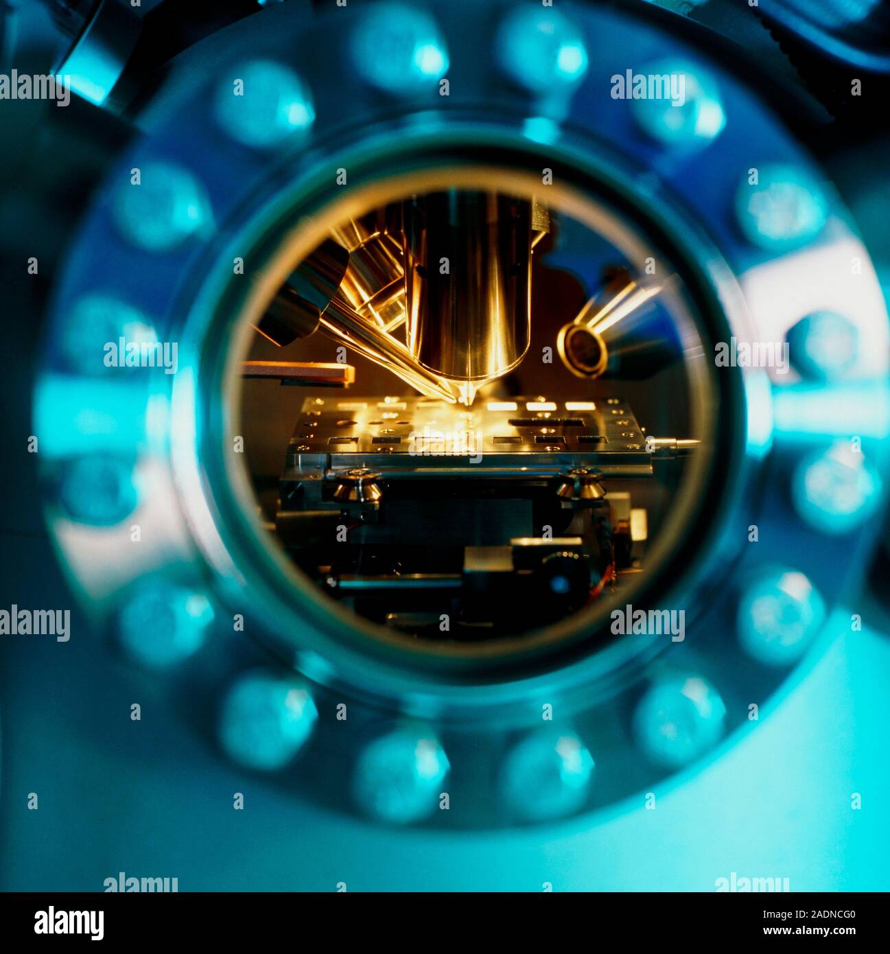 Time-of-flight secondary ion mass spectrometer. View of a sample tray ...