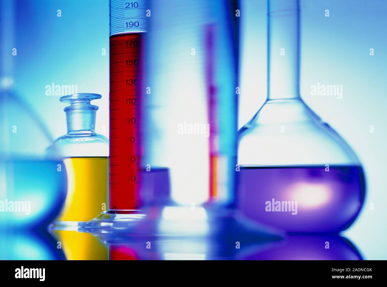 Laboratory glassware. View of an assortment of laboratory glassware ...