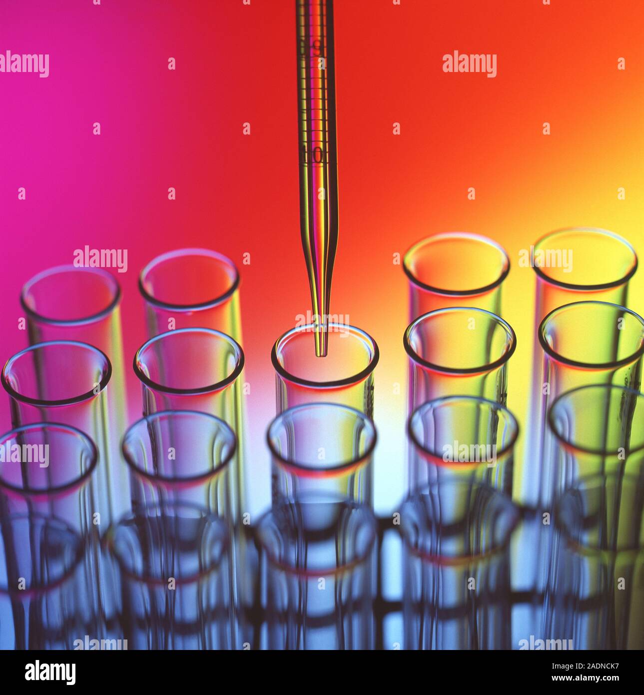 Laboratory glassware. Graduated pipette being used to transfer a ...
