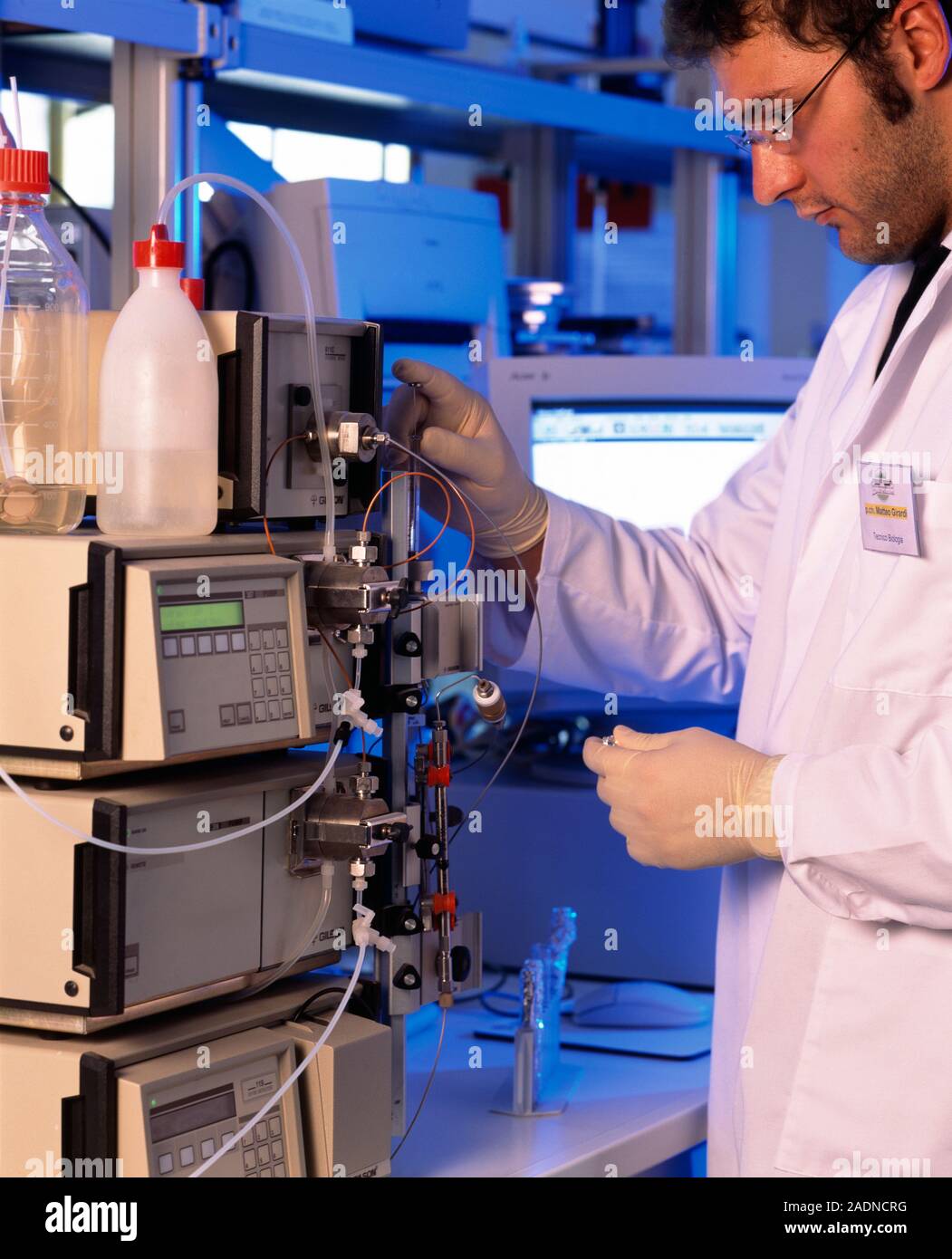 HPLC analysis. Researcher, Matteo Girardi, using a high-performance ...