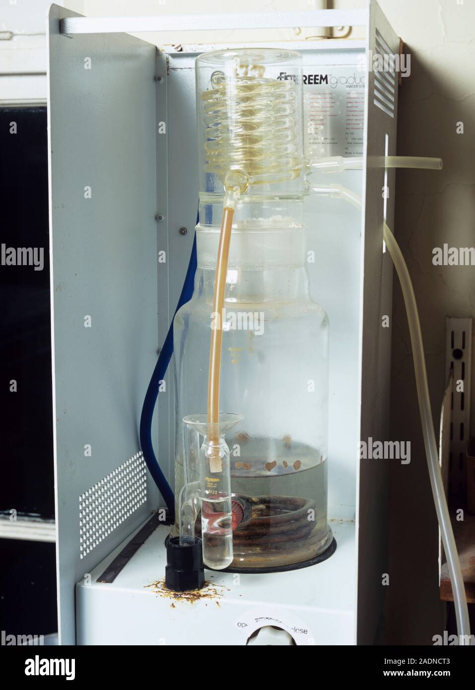 Water still in a laboratory. The still is used for producing distilled ...
