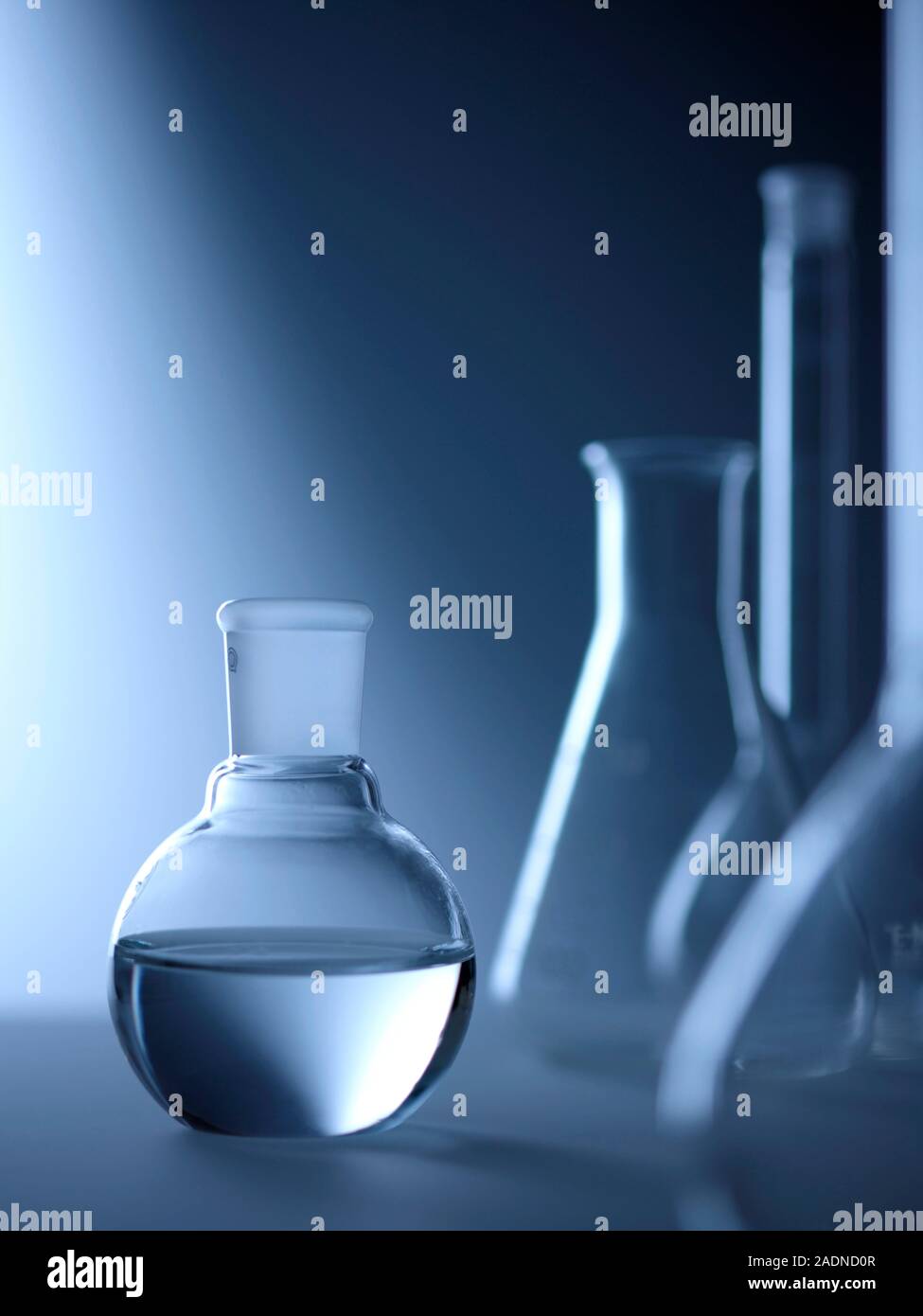 Laboratory glassware. An assortment of laboratory glassware consisting ...