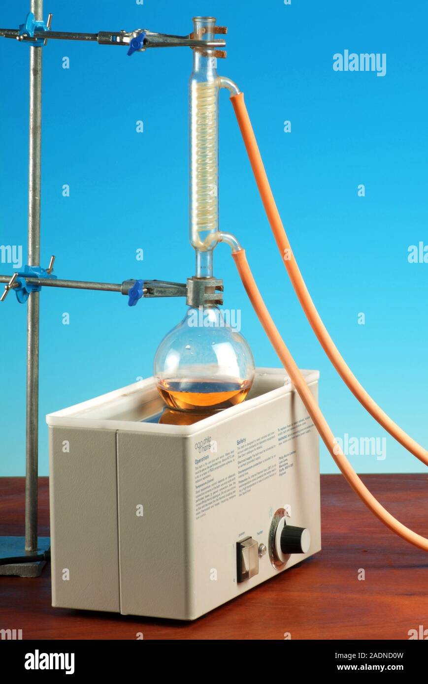 Reflux heating using a water bath. The water bath, unlike heating with ...