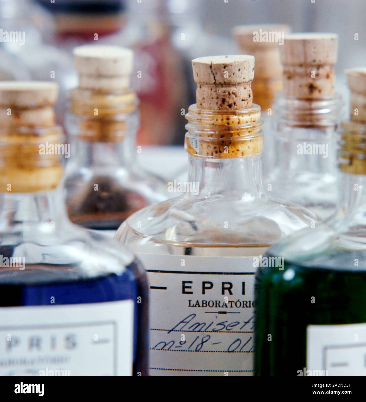 Laboratory chemicals in bottles Stock Photo - Alamy