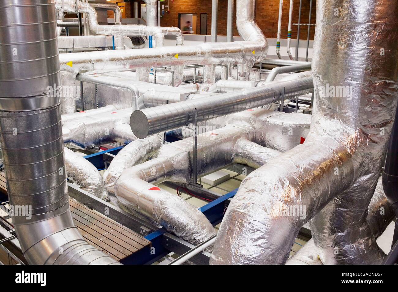 Clean room ventilation apparatus. Ventilation pipes being used to ...