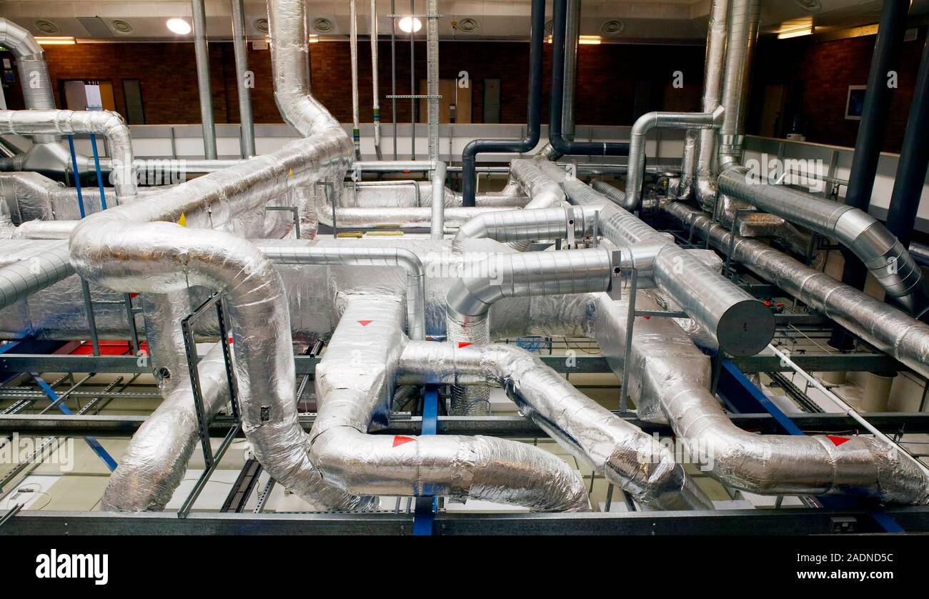 Clean room ventilation apparatus. Ventilation pipes being used to ...