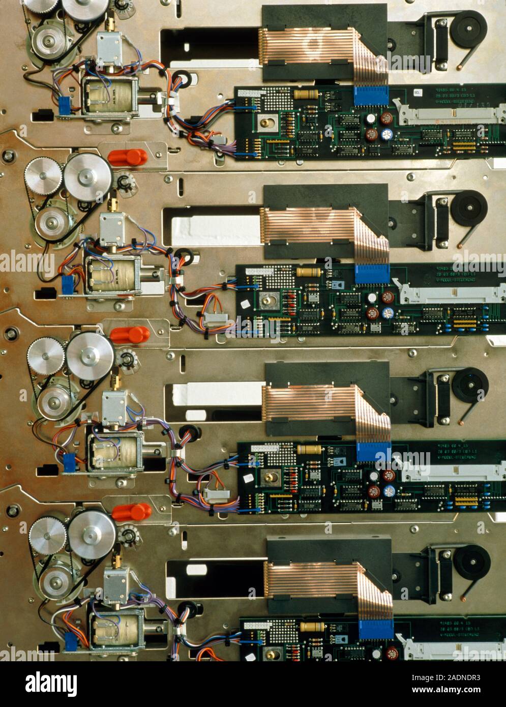 Cash dispenser manufacture. Internal structure of a bank cash dispenser ...