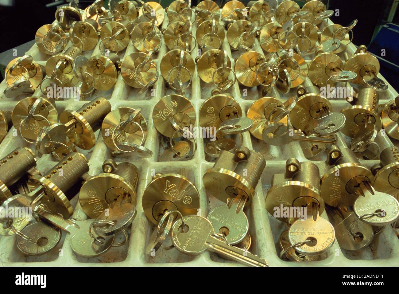 Yale locks and keys. Patented in 1861 by Linus Yale from a design by ...