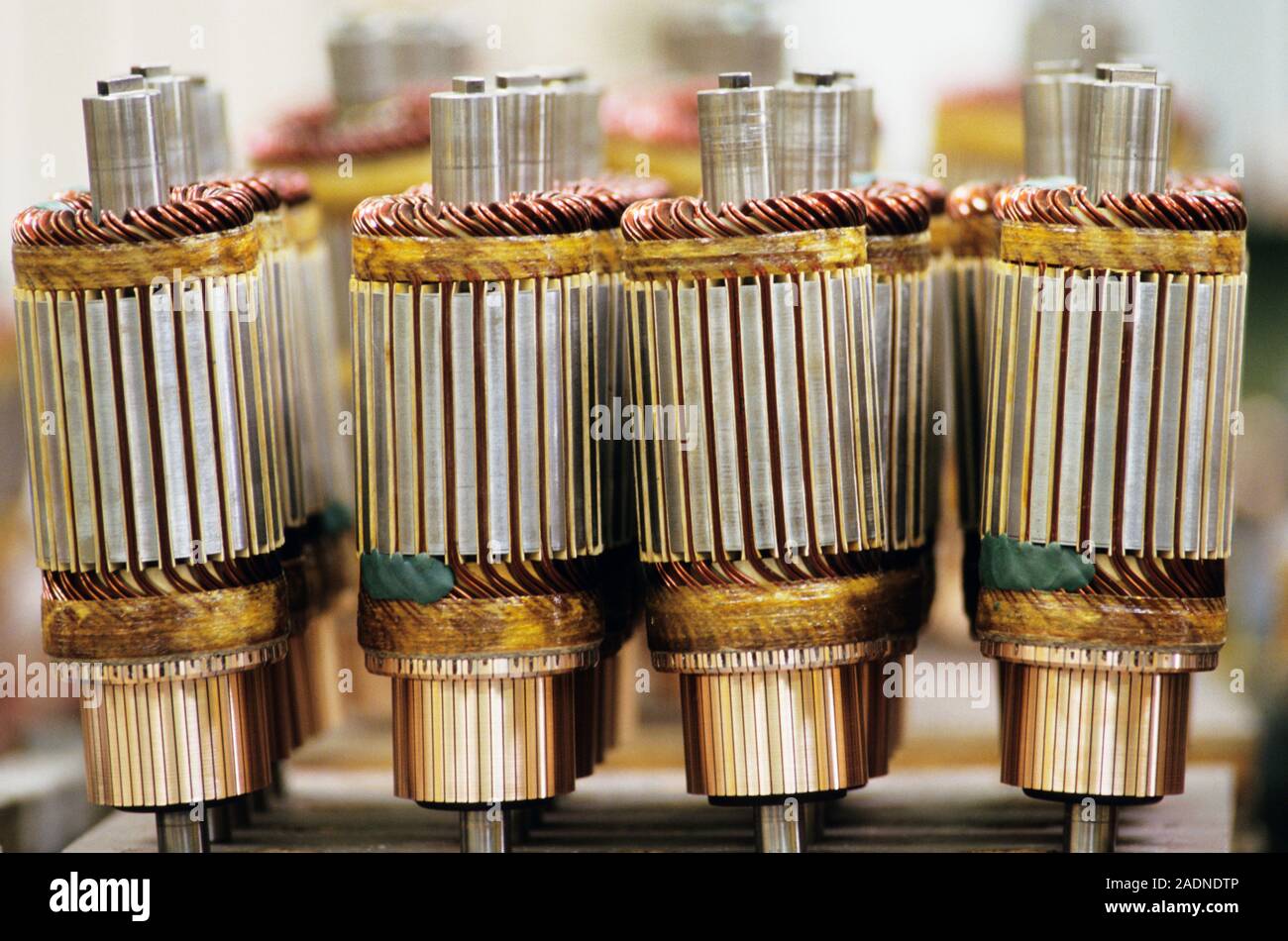Electrical motor manufacture. Components of electrical motors at a ...